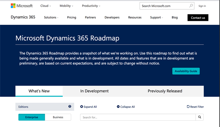 Roadmap for Microsoft Dynamics 365 for Sales (CRM) Development Roadmap for Microsoft Dynamics 365 for Sales (CRM) Development